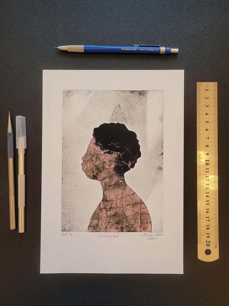 Original Handmade Print - Crumpled 1/8 - Etsy