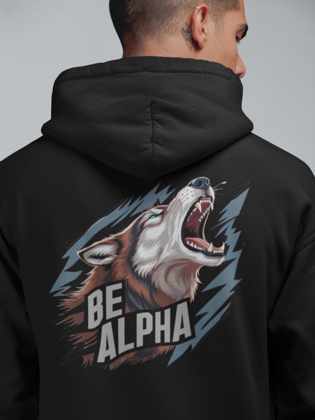 Alpha Wolf Unisex College Hoodie - Motivational Be Alpha Gym Sweatshirt ...