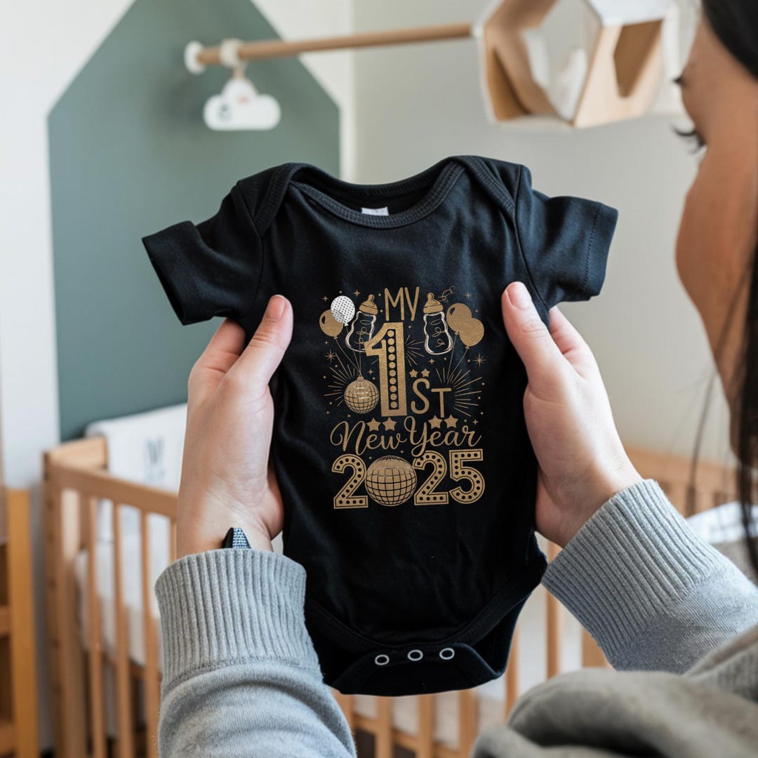 Baby's First New Year 2025 PNG 1st New Year's Baby Design Digital ...