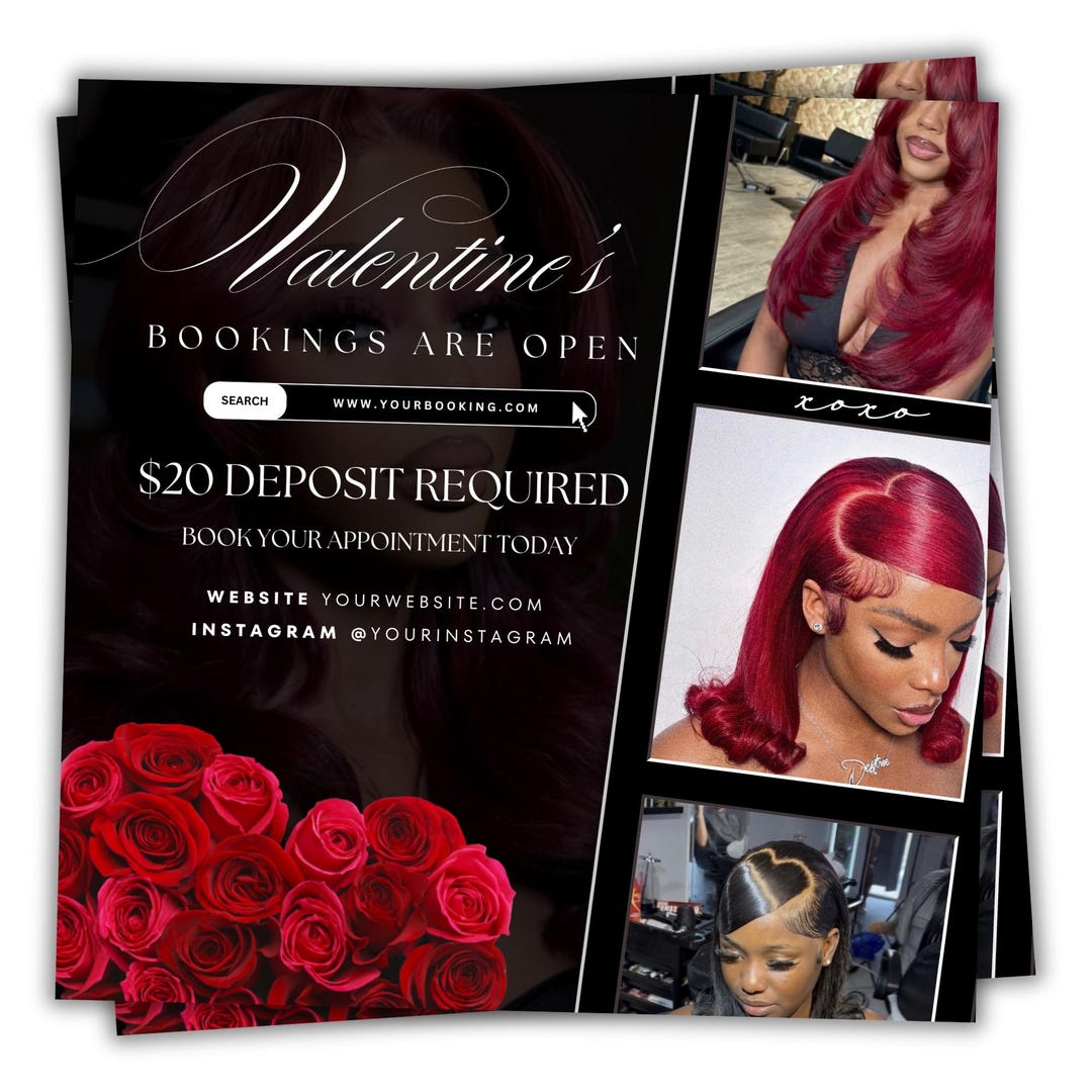 Valentine's Day Booking Flyer Hair Booking Flyer Beauty Flyer Editable ...