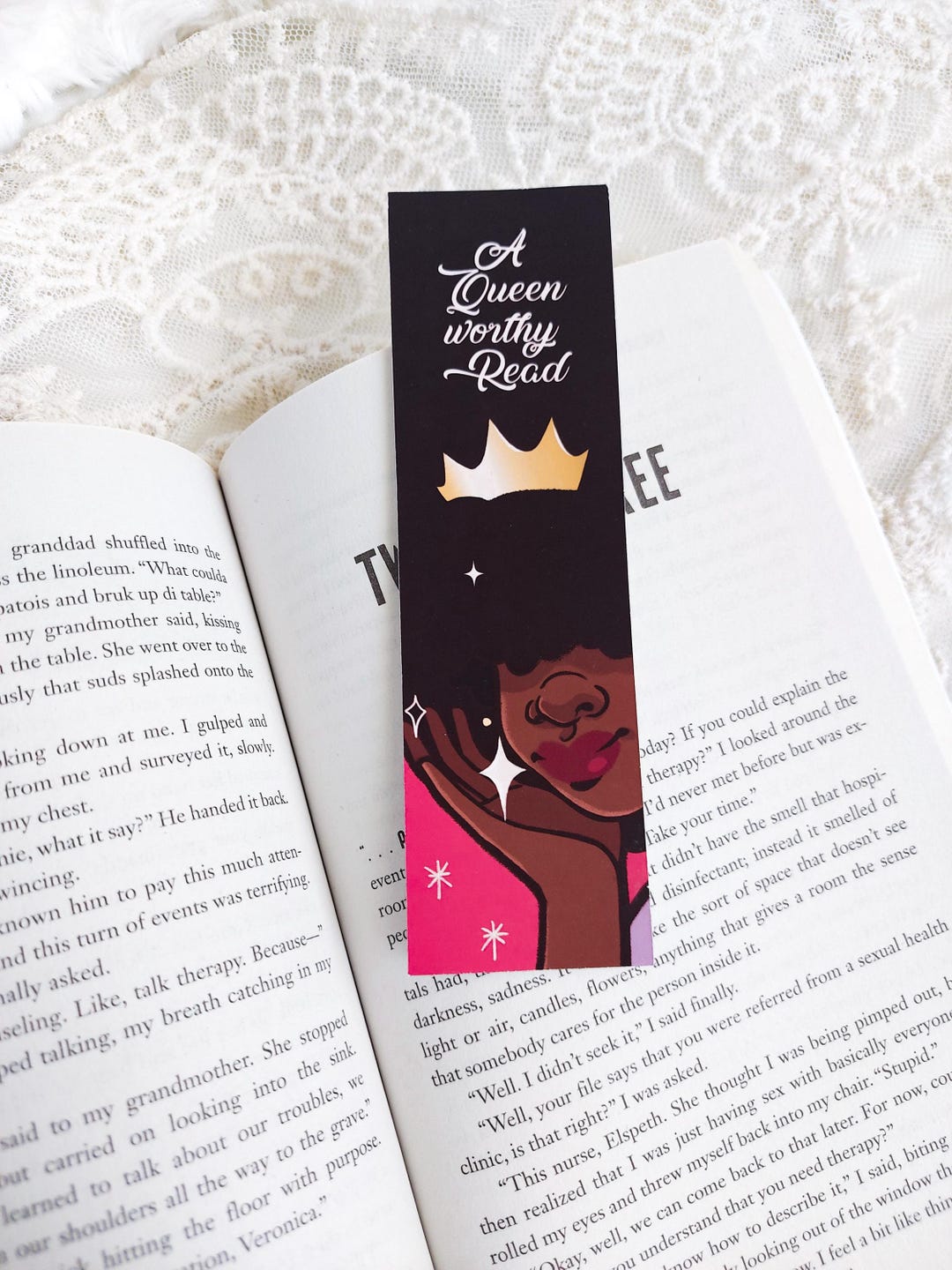 Afro Girl Bookmark for Black Woman Queen Handmade Bookmark Natural Hair ...