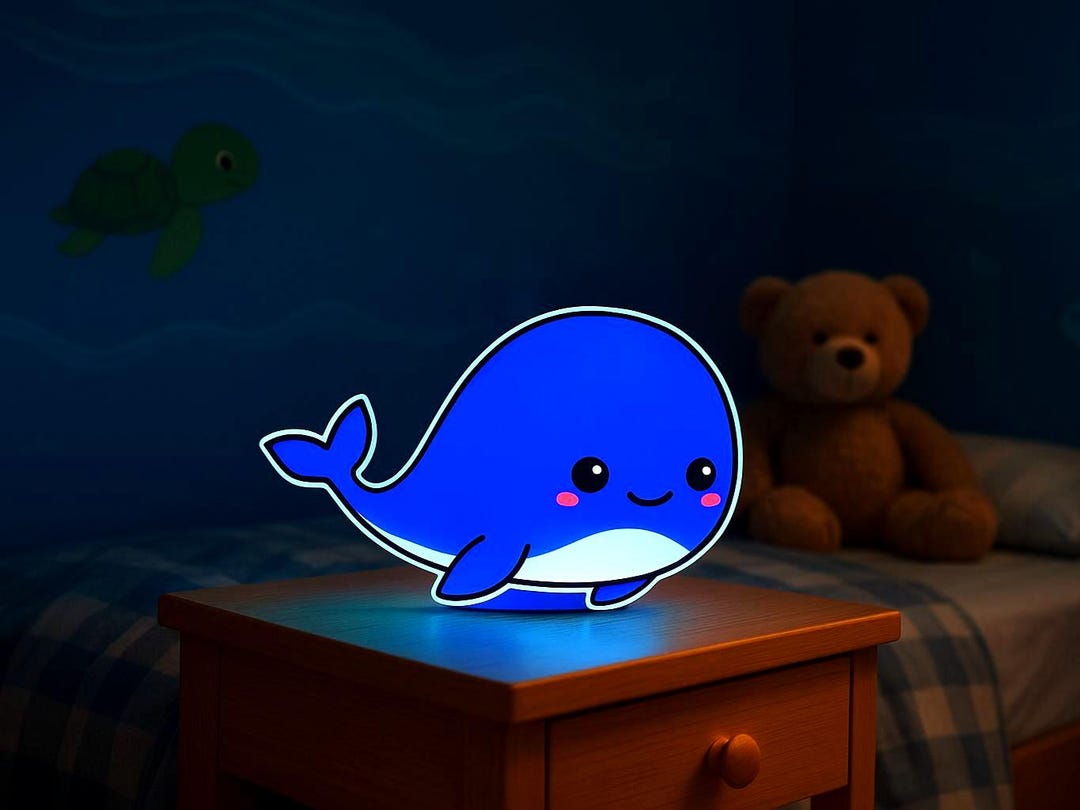 Whale LED Night Light USB - Cute Animal Lamp, Kids Bedroom Lighting ...