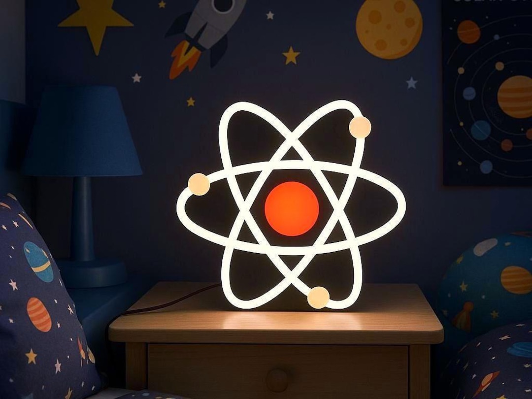 Atom Night Light – USB Science Lamp, Physics Light up Sign, Educational ...
