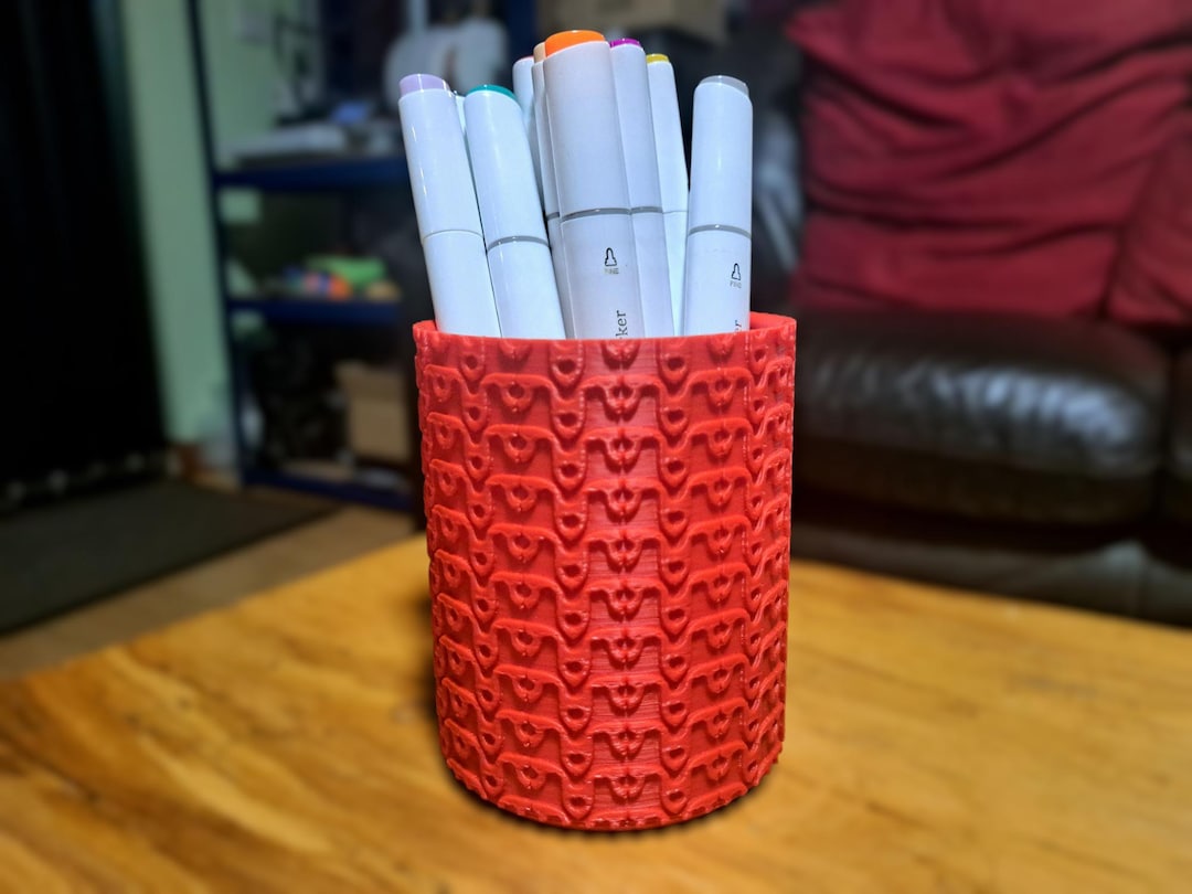 Chain Link Pen Holder – 3D Printed Pencil Cup, Industrial Desk ...