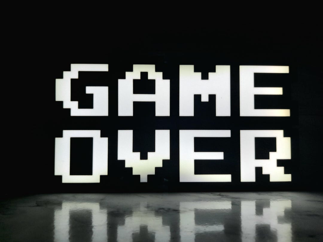 Retro Gaming Delight: Game Over Light Box 3D Printed, Dimmable, USB ...
