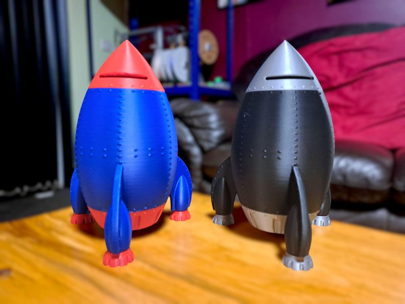 Rocket Ship Piggy Bank for Kids, 3D Printed Money Bank for Boys and ...