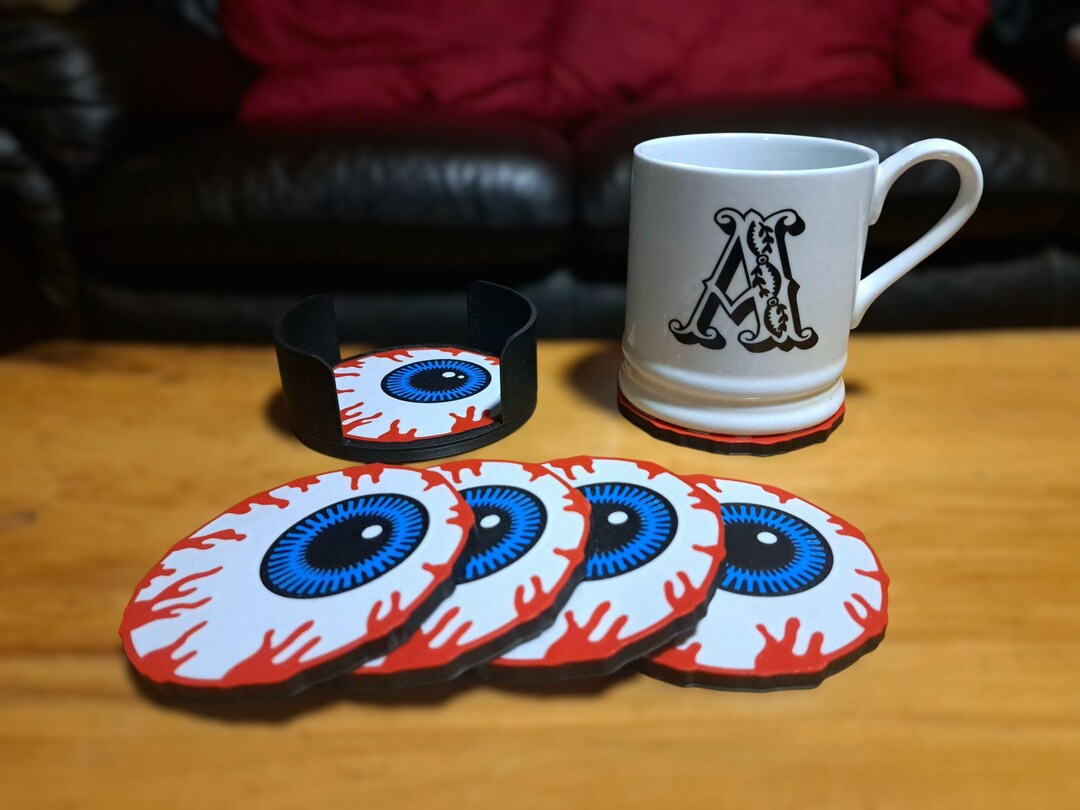 Creepy Eyeball Coaster Set With Holder – 3D Printed Horror Drink ...