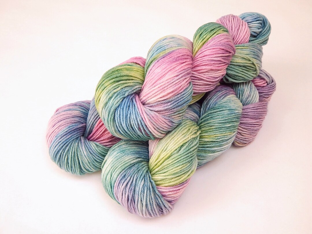 Hand Dyed Yarn. DK Weight Superwash Merino Wool. POTLUCK PASTELS. Blue ...