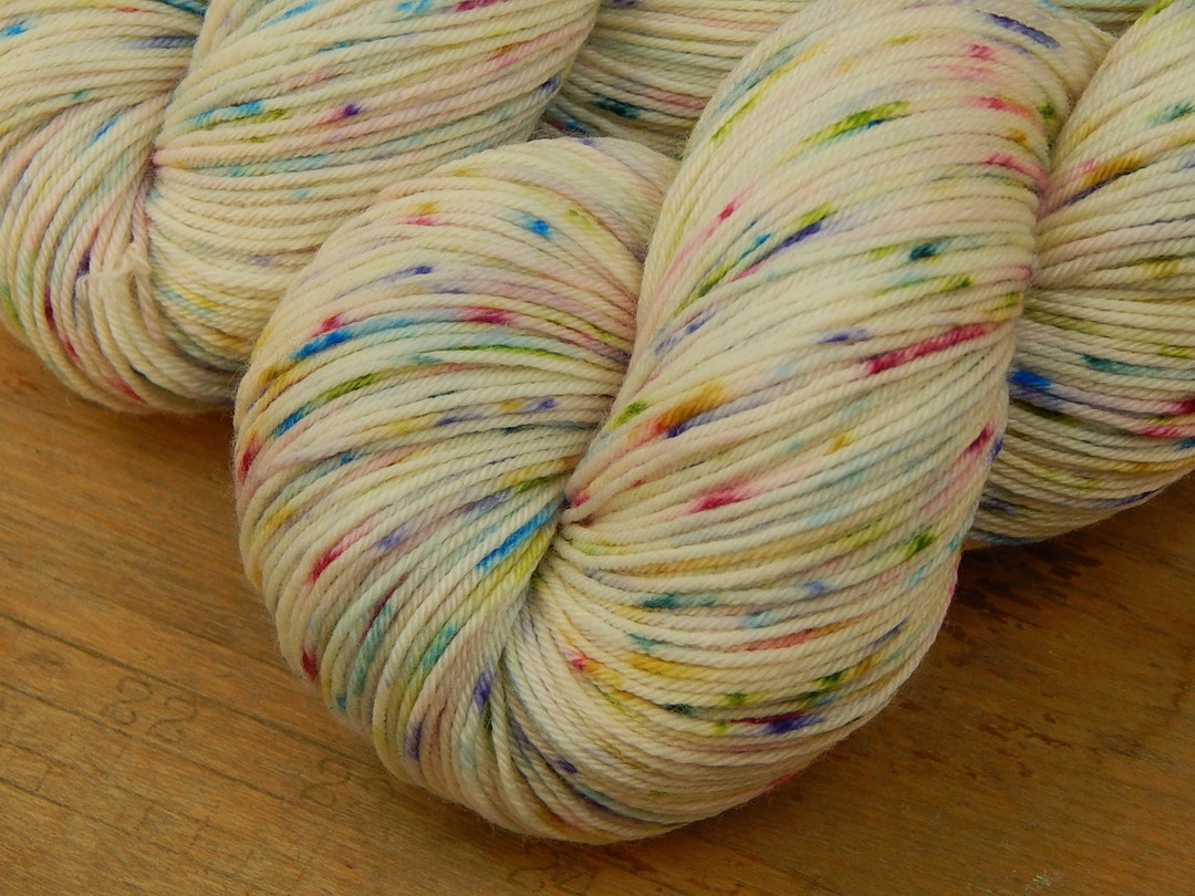 Hand Dyed Sock Yarn, Fingering Weight 4 Ply Superwash Merino Wool - POTLUCK CONFETTI - Rainbow ...