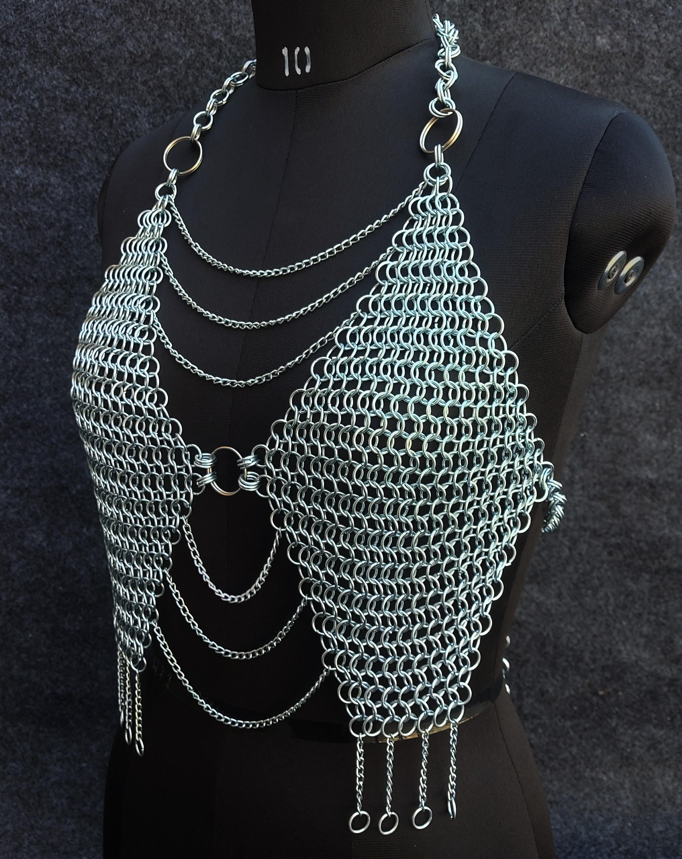 Chainmail Halter Bra Harness: Metallic Lingerie, Romantic Gift - Etsy