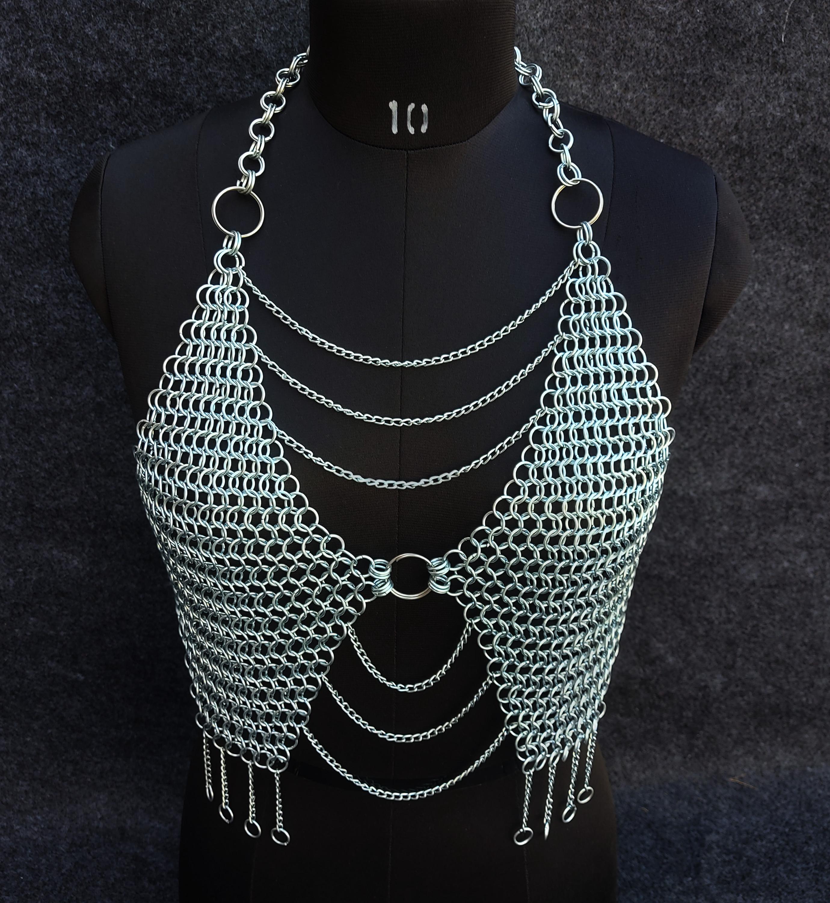 Chainmail Halter Bra Harness: Metallic Lingerie, Romantic Gift - Etsy