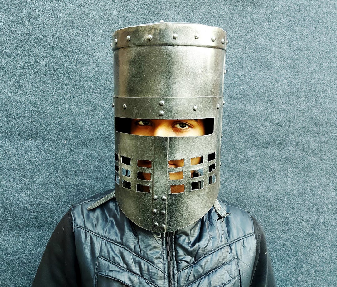 Medieval Monty Python Helmet L Role Play | SCA LARP Knight Helmet ...