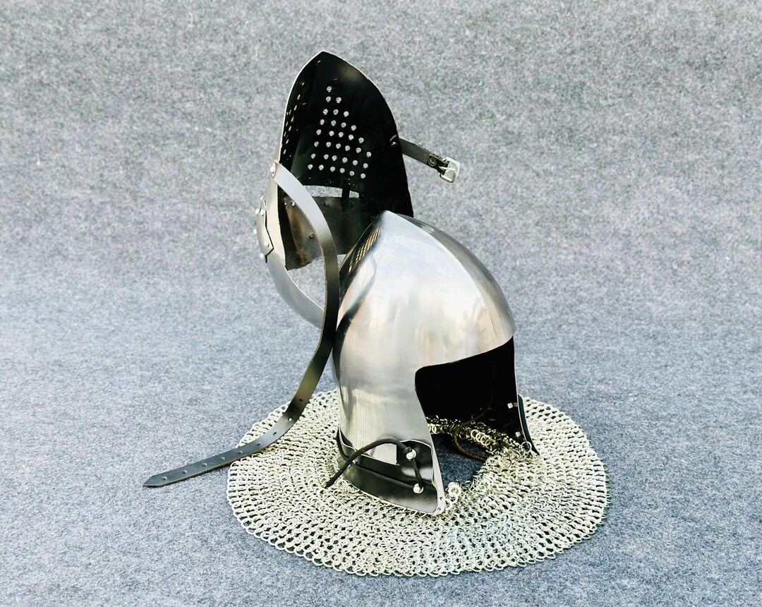 Medieval Visor Barbuta Chainmail Helmet | Bascinet Chainmail Armor ...