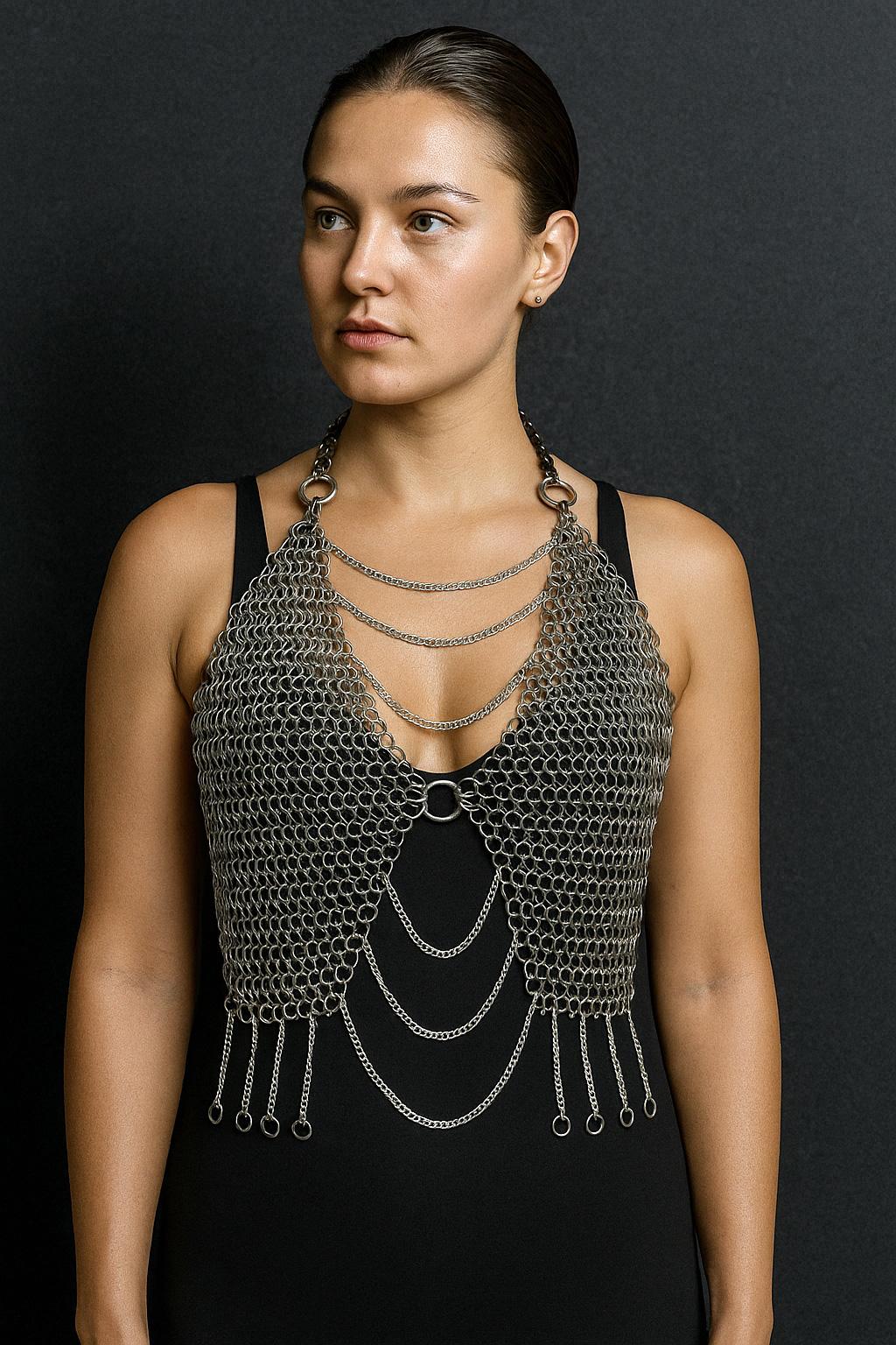 Chainmail Halter Bra Harness: Metallic Lingerie, Festival Rave Wear - Etsy