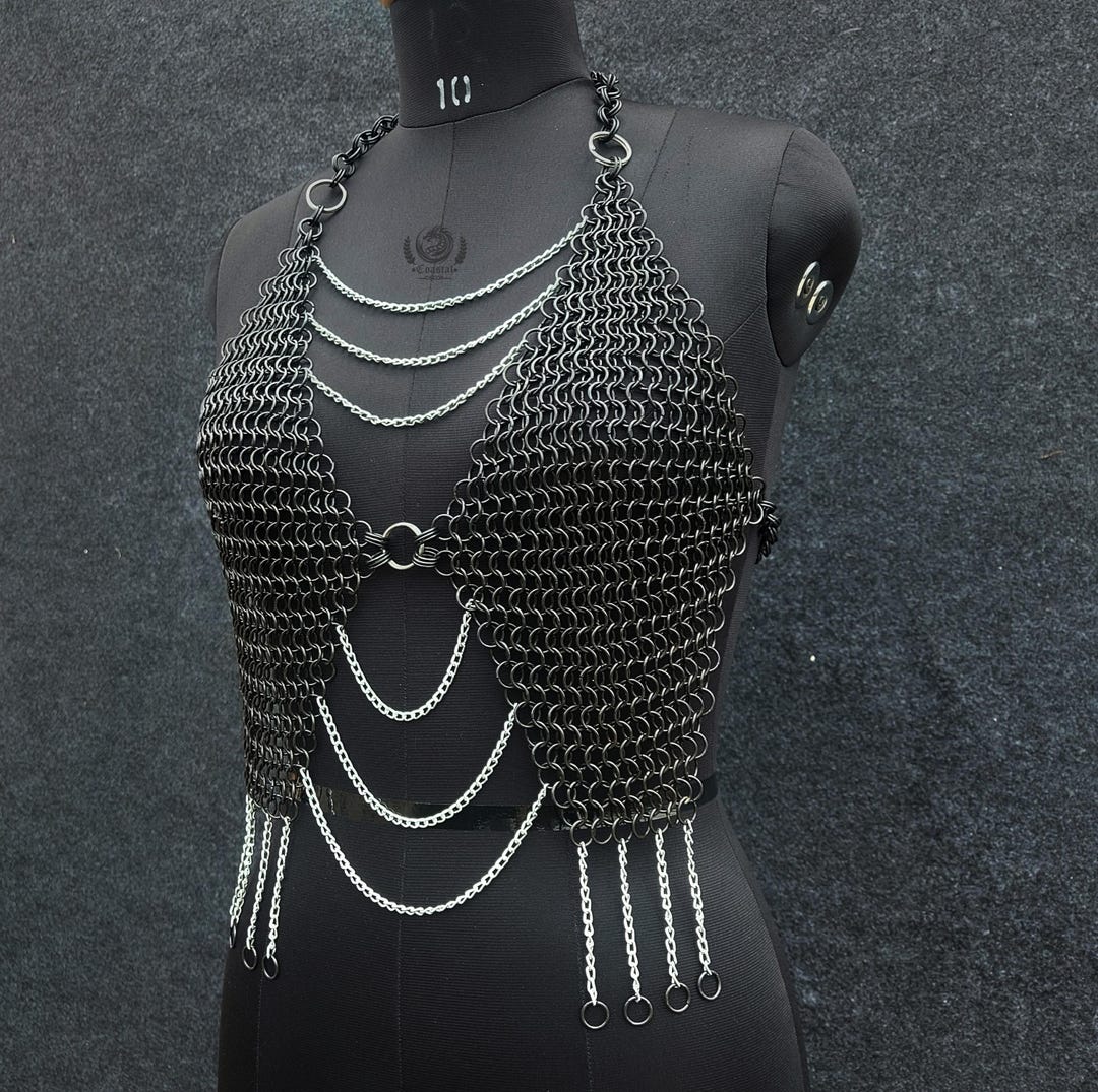 Chainmail Halter Bra Harness: Metallic Lingerie, Romantic Gift - Etsy UK