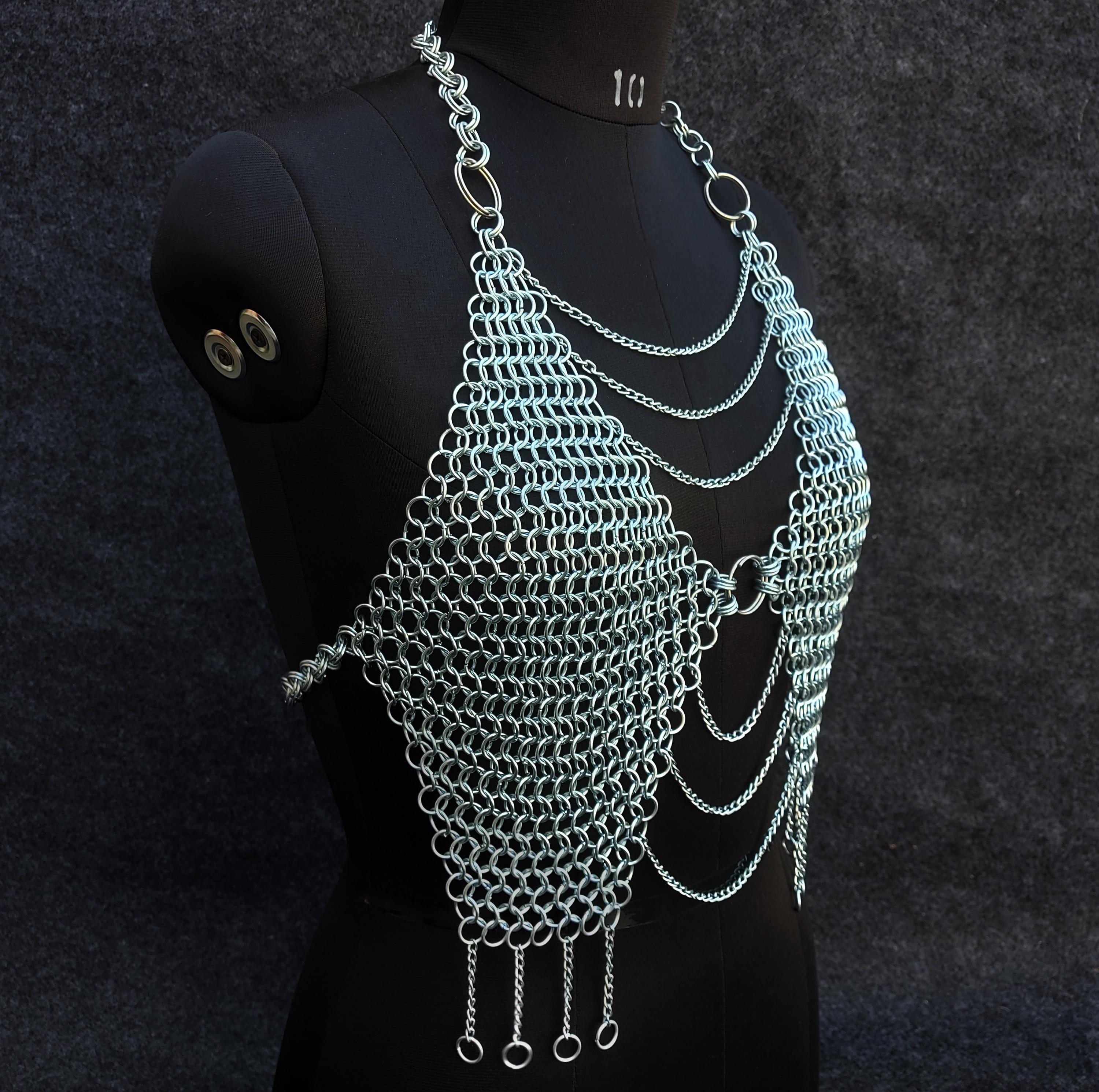 Chainmail Halter Bra Harness: Metallic Lingerie, Romantic Gift - Etsy