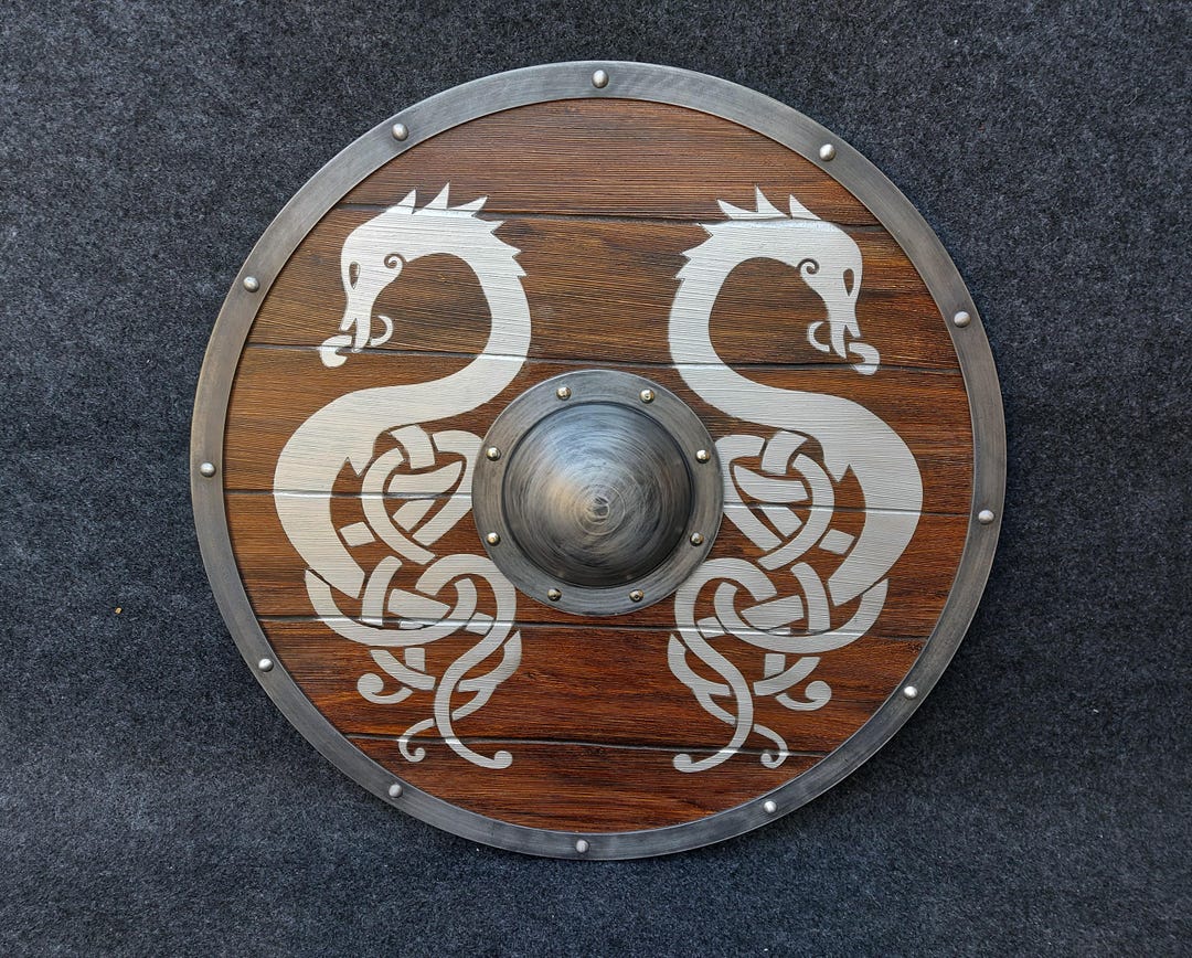 Viking Jormungandr Serpent Wooden Shield Authentic Battleworn Shield ...