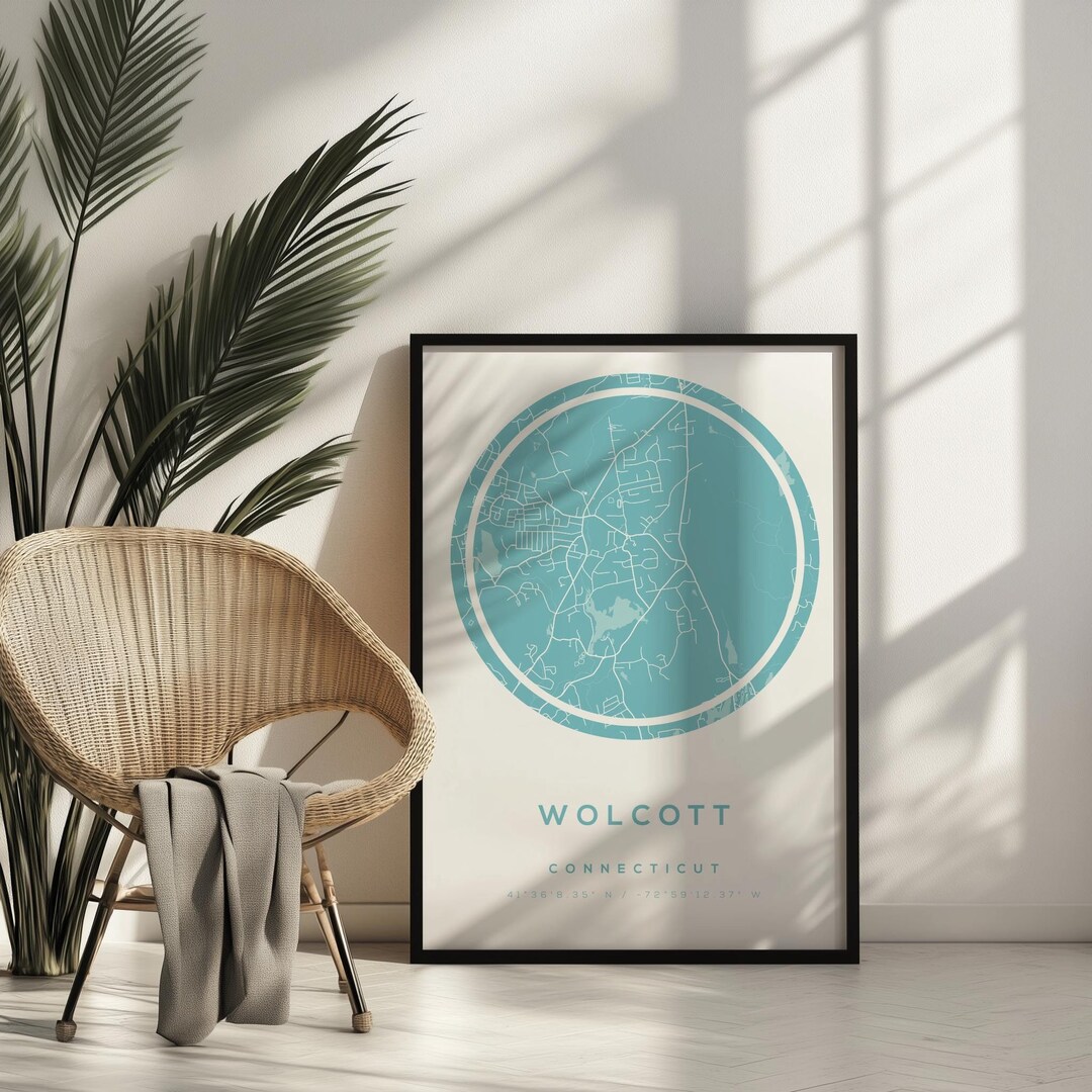 Wolcott Town Map Print Premium Poster | Connecticut Map Print Poster ...