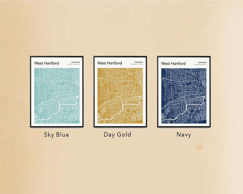 West Hartford Map Print Premium Poster | Connecticut Map Print Poster ...