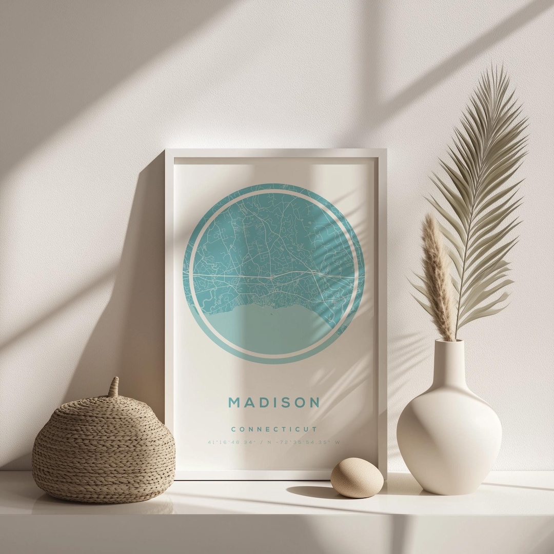 Madison Map Print Premium Matte Poster Connecticut Map Print Poster ...
