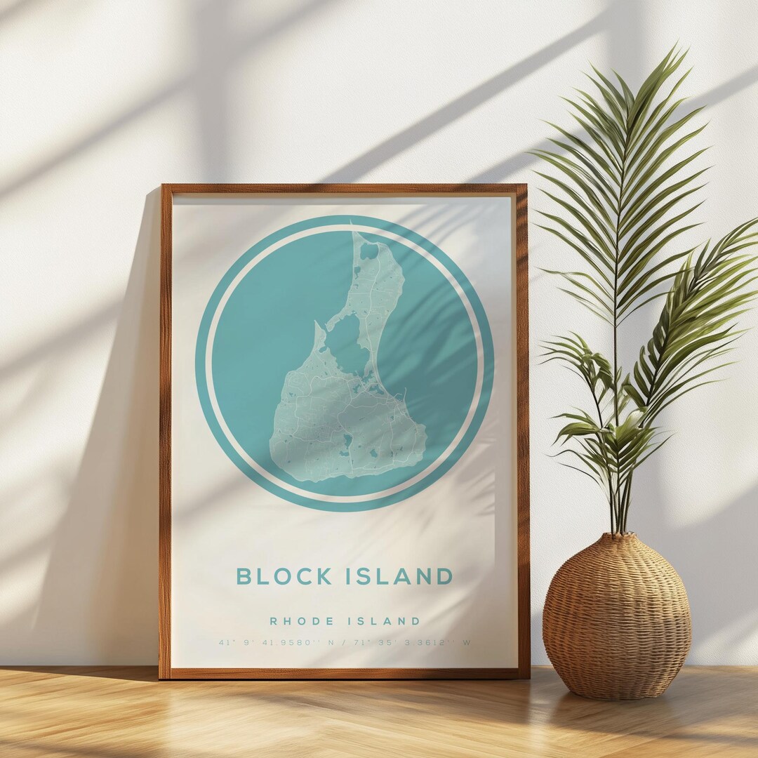 Block Island Map Print Premium Matte Poster Rhode Island Map Print ...
