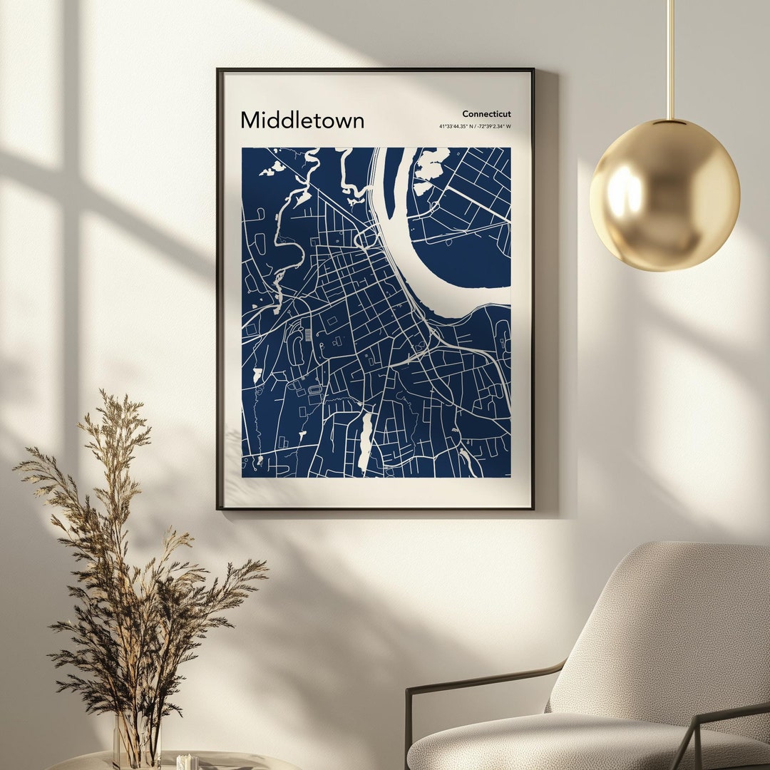 Middletown Map Print Premium Matte Poster | Connecticut Map Print ...