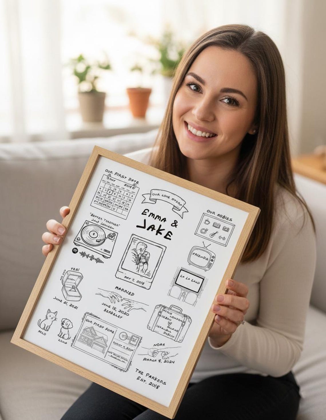 Personalized Love Story Print, Couple Illustration Poster, Our Story so ...