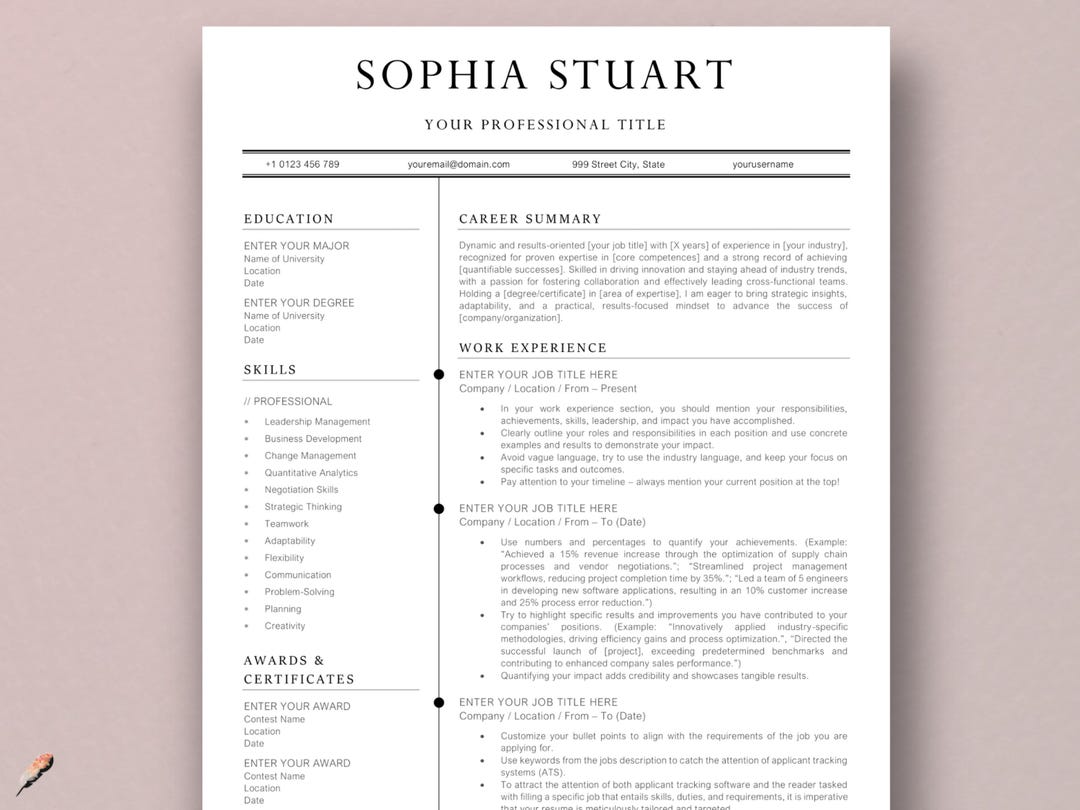 Modern 2025 Resume Template | Professional CV | Editable in Word ...