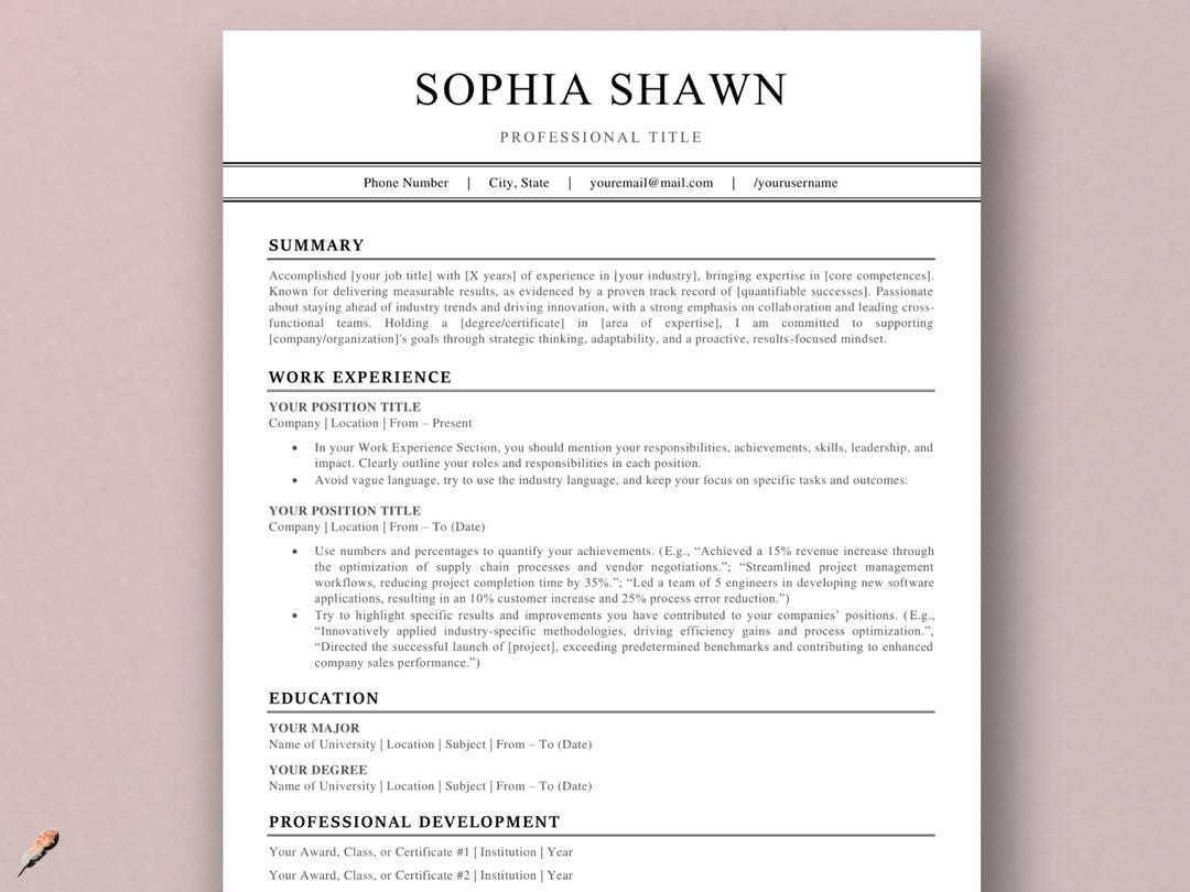 Professional 2025 Word Resume Template Incl. Cover Letter & Reference ...