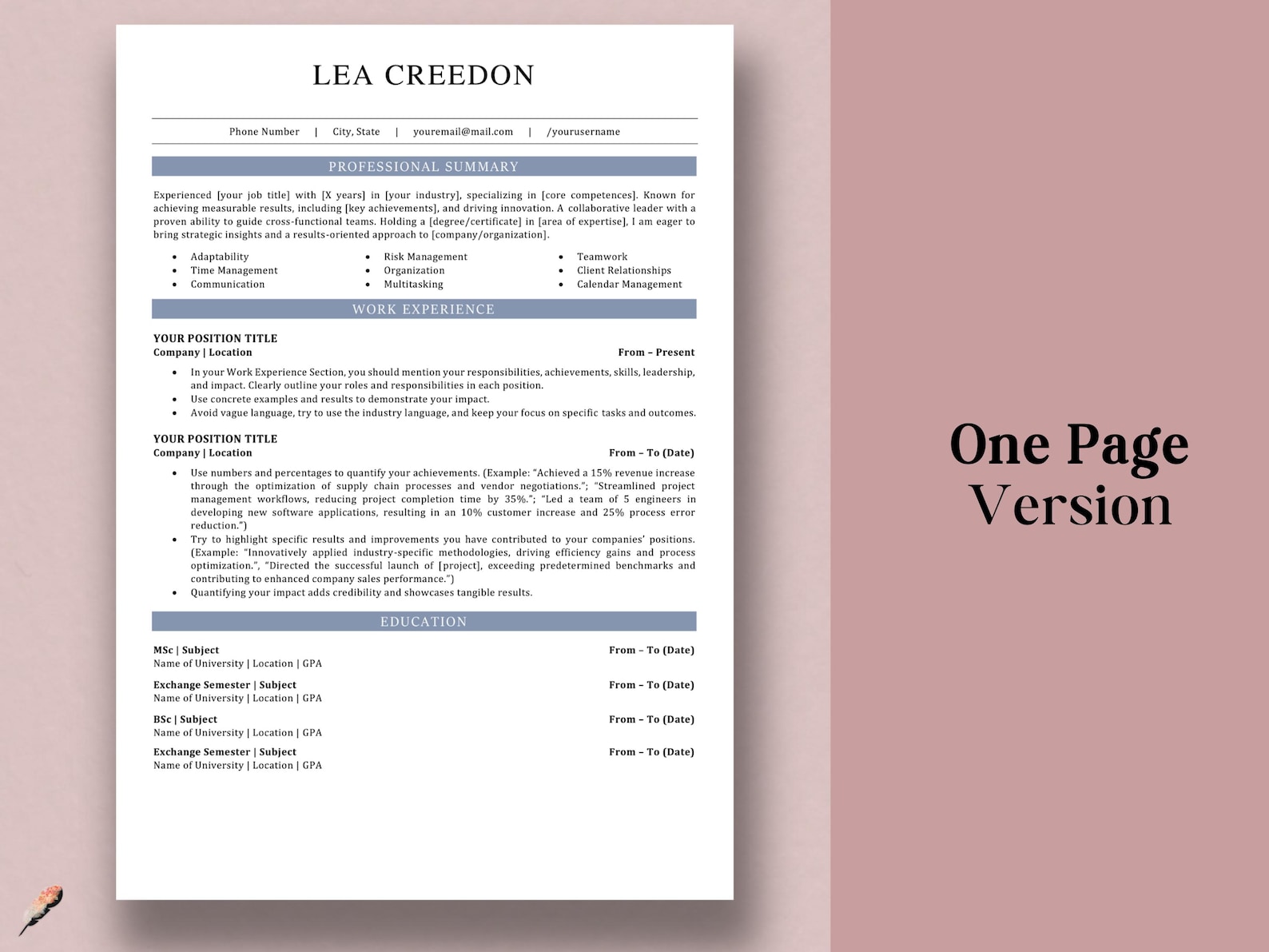 Professional 2025 Word Resume Template Incl. Cover Letter & Reference ...