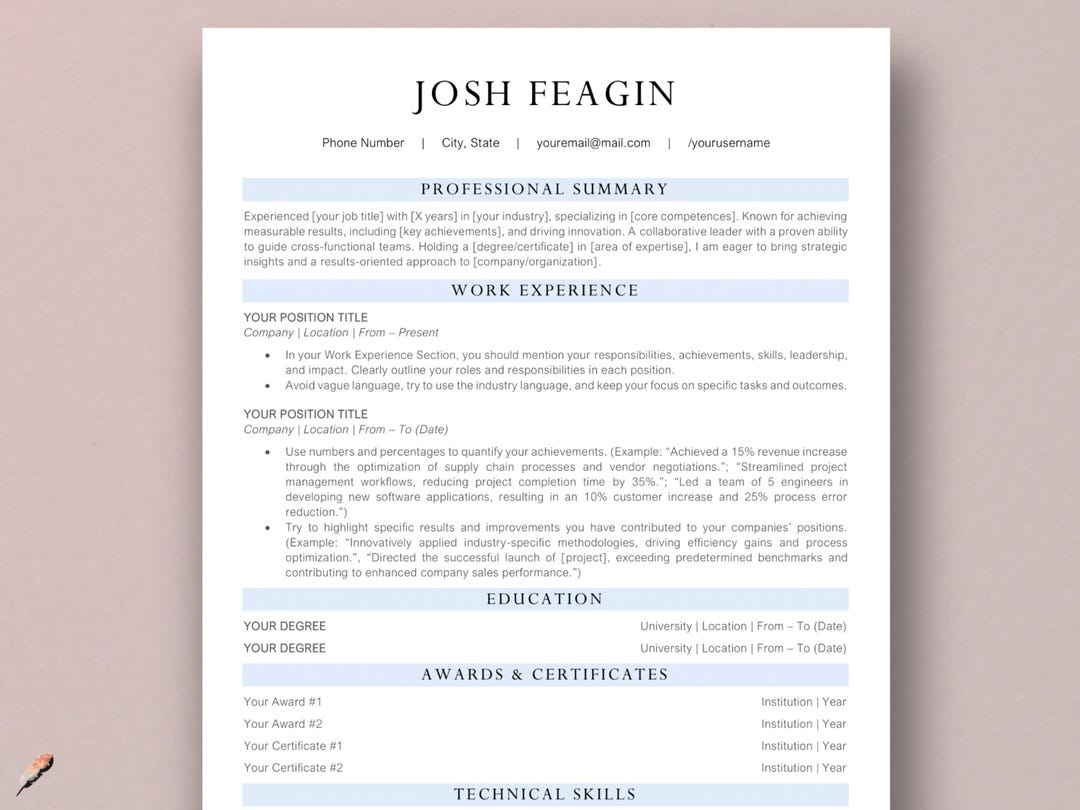 Modern 2025 Resume Template | Professional CV | Editable in Word ...
