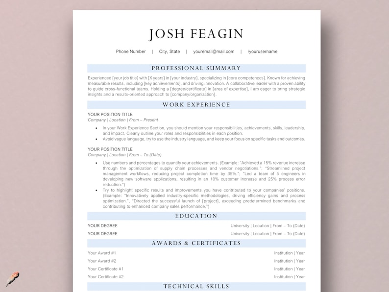 Modern 2025 Resume Template | Professional CV | Editable in Word ...