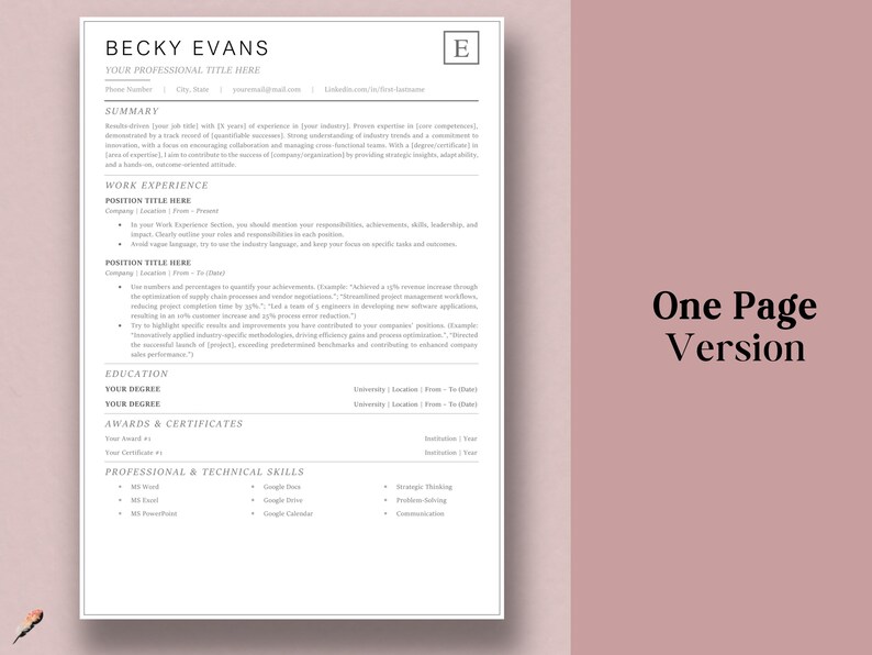 Minimalistic 2025 Word Resume Template Incl. Cover Letter & Reference ...