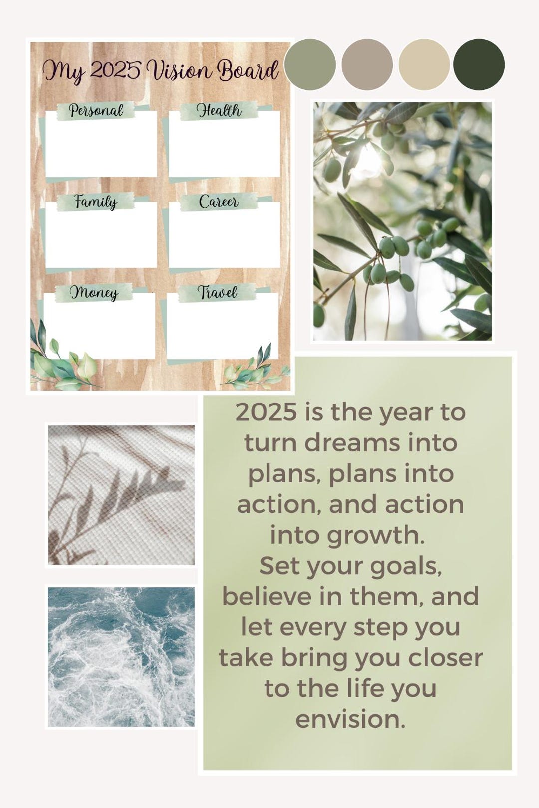 2025 Vision Board Printable for Goal Planning New Years Resolutions ...