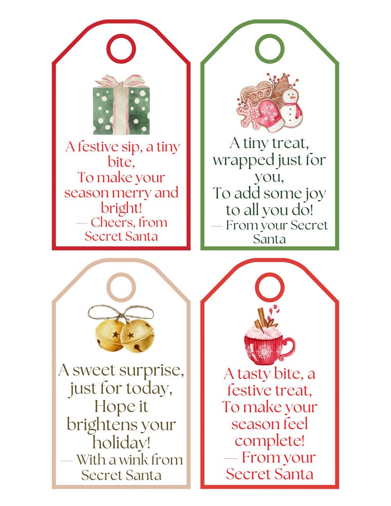 Printable Secret Santa Gift Tags | 20 Rhyming & Whimsical Tags | Secret ...