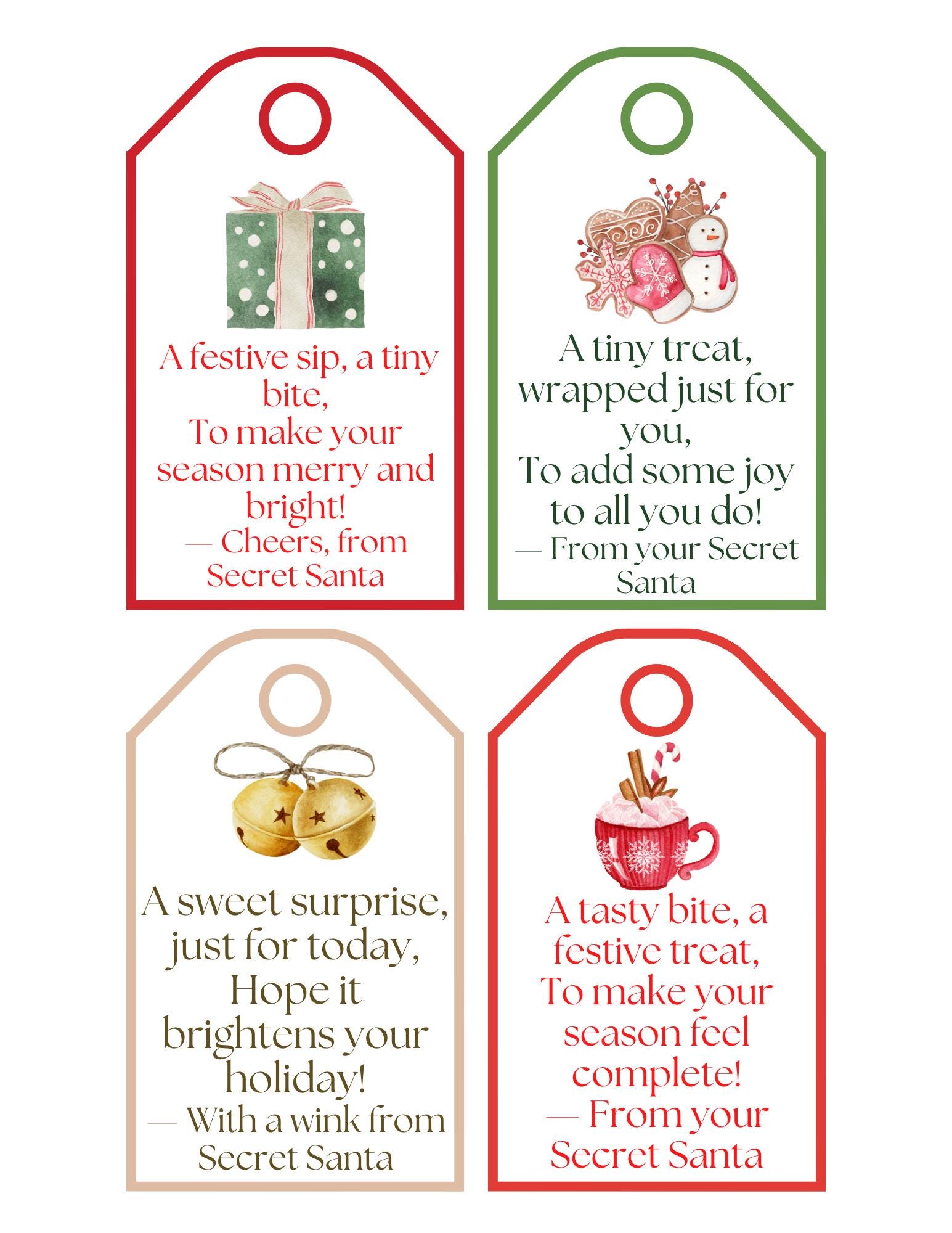 Printable Secret Santa Gift Tags | 20 Rhyming & Whimsical Tags | Secret ...