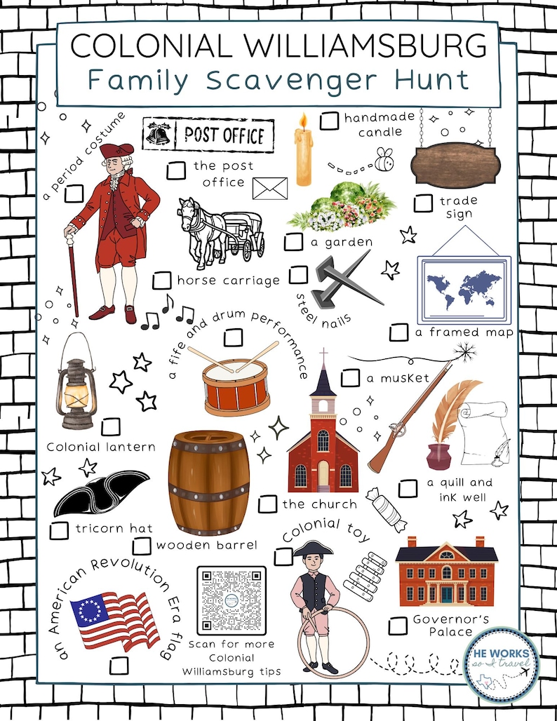 Colonial Williamsburg Scavenger Hunt Printable – Fun Family Activity ...