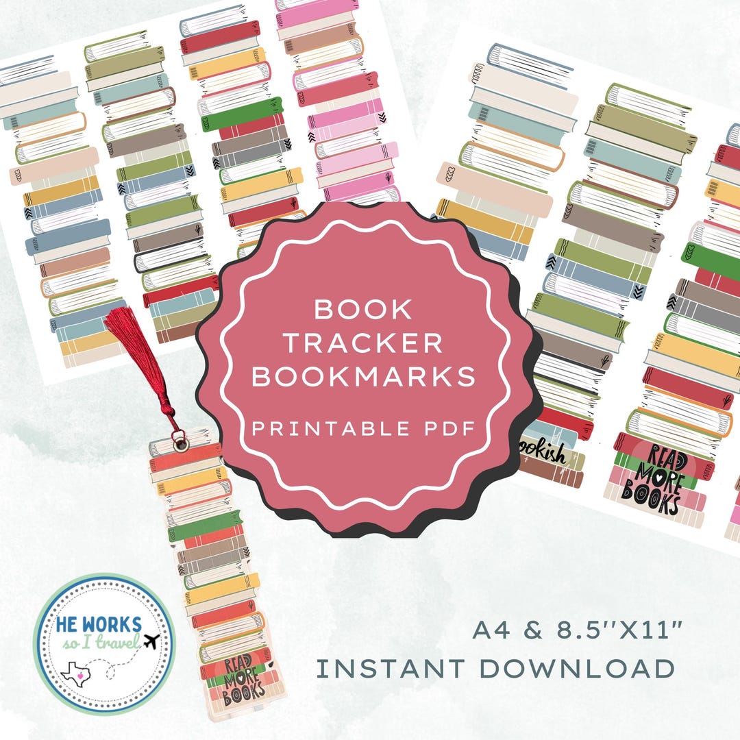 Printable Bookmark Book Tracker Set - 4 Unique Digital Download ...