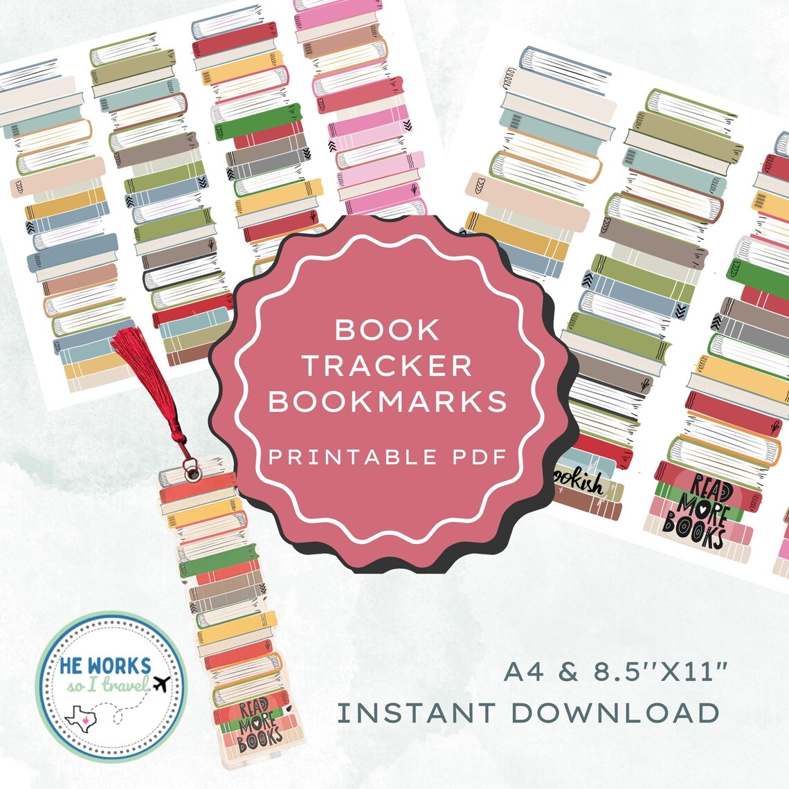 Printable Bookmark Book Tracker Set - 4 Unique Digital Download ...