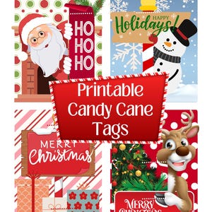 Festive Printable Candy Cane Tags 8 Cute Digital Download Gift Tags for ...