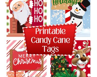Festive Printable Candy Cane Tags | 8 Cute Digital Download Gift Tags ...