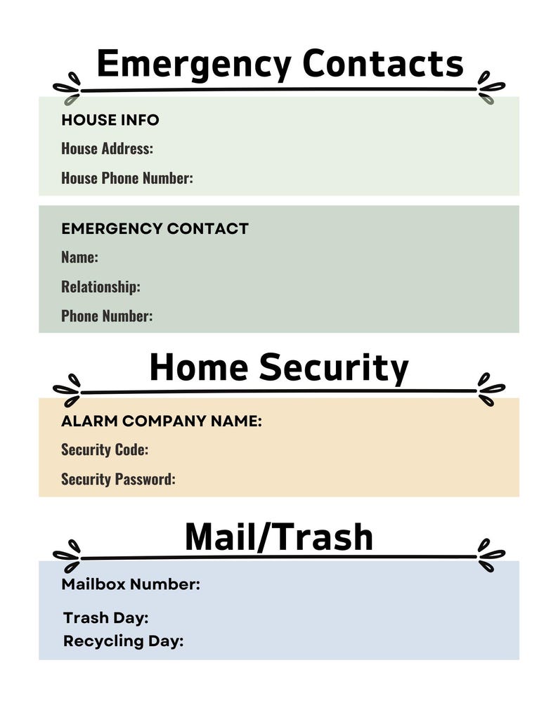 House Sitter Checklist - Digital Download | House Sitting Checklist ...