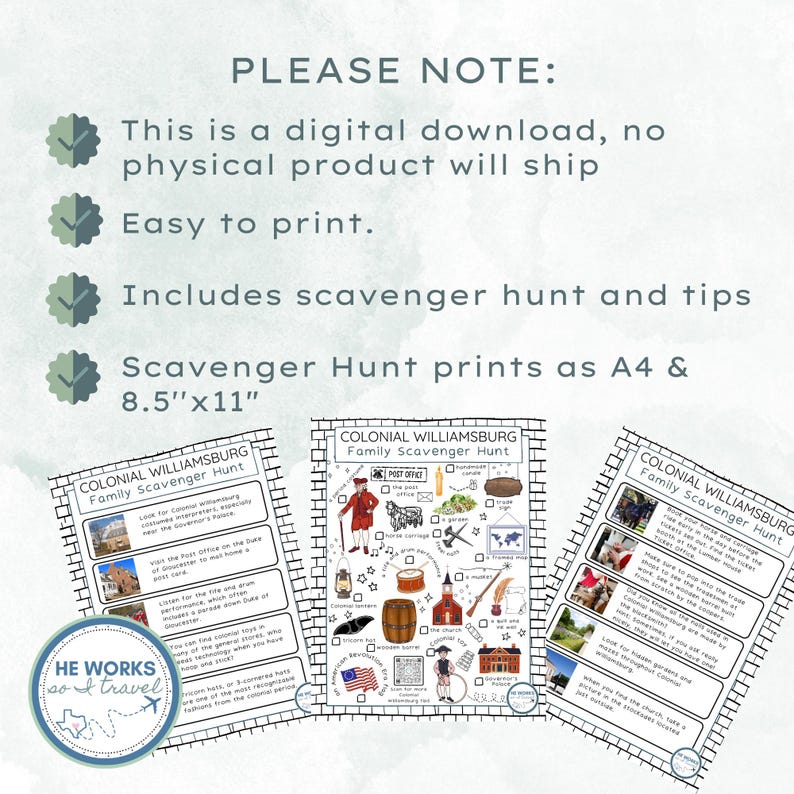 Colonial Williamsburg Scavenger Hunt Printable – Fun Family Activity ...