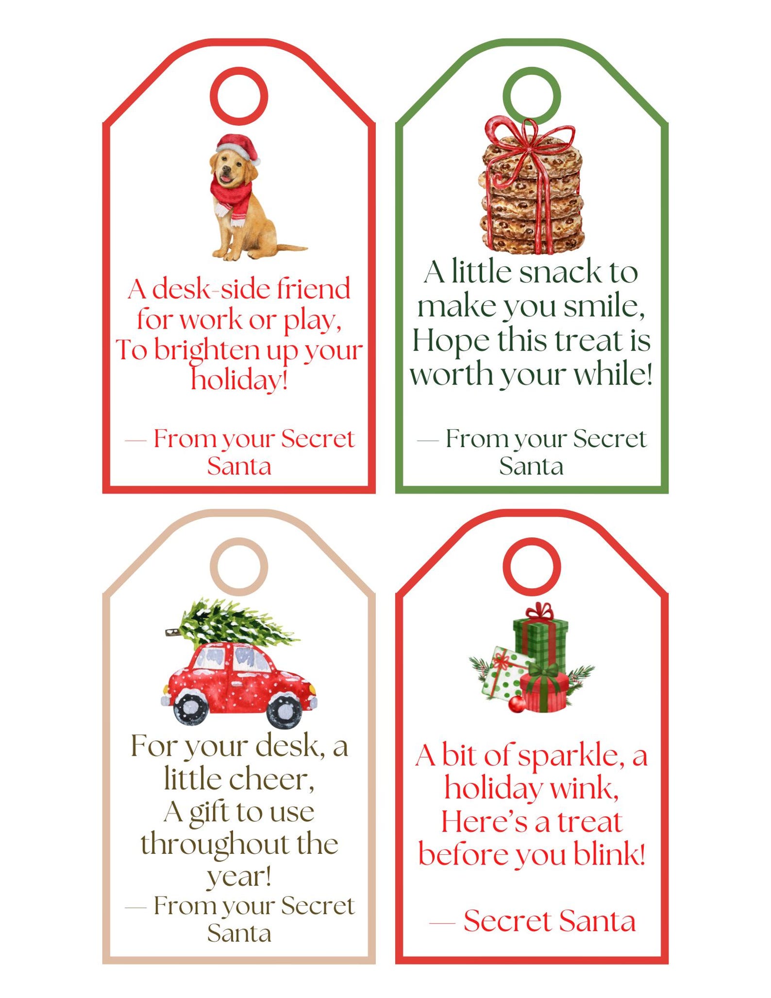 Printable Secret Santa Gift Tags | 20 Rhyming & Whimsical Tags | Secret ...