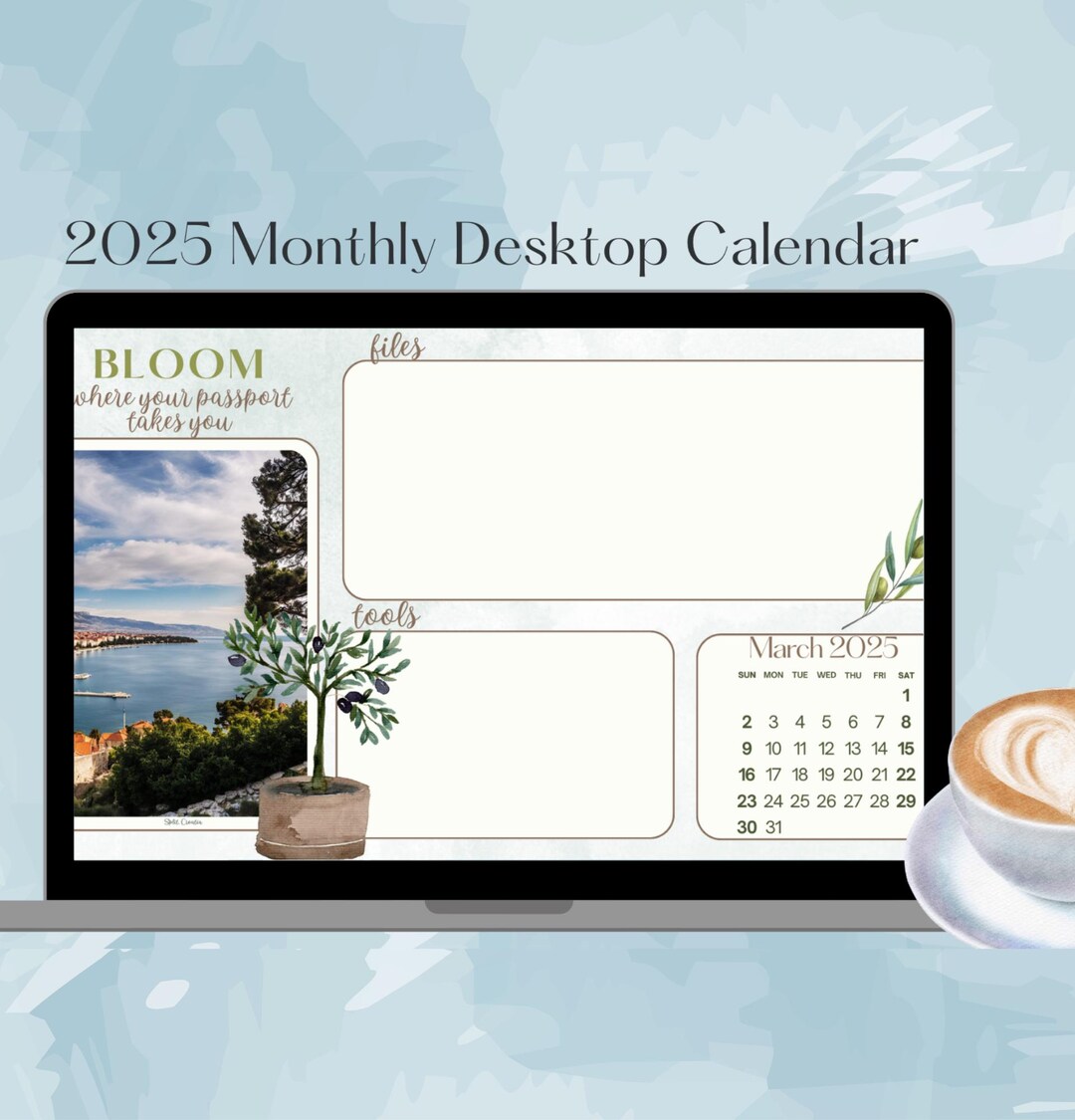 2025 Monthly Desktop Wallpaper Calendar and Organizer | Digital ...