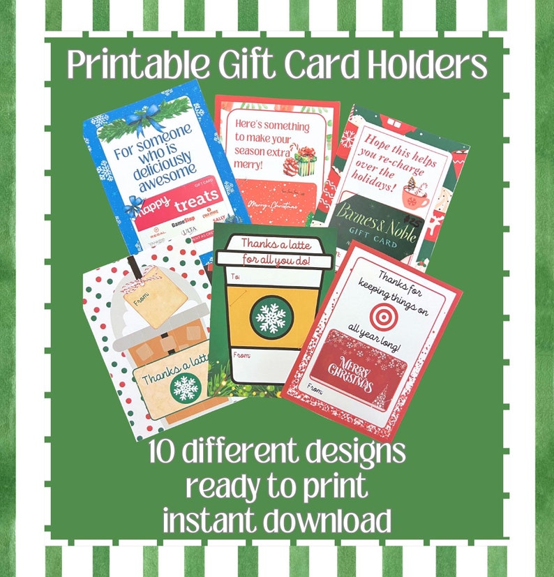 Printable Christmas Gift Card Holders – Fun & Festive 10-design Set - Etsy