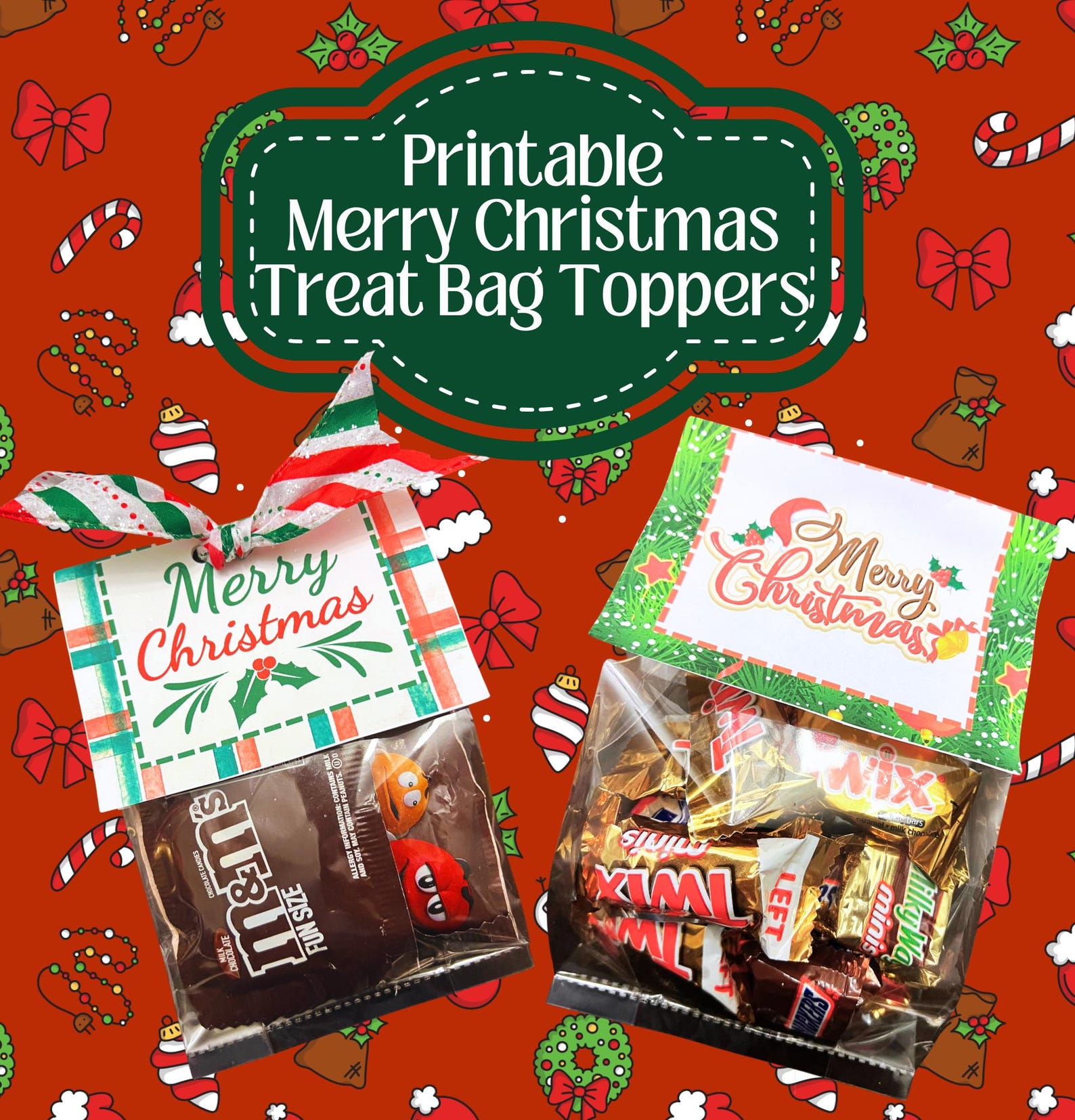 Printable Christmas Treat Bag Toppers | 6 Festive Digital Download ...