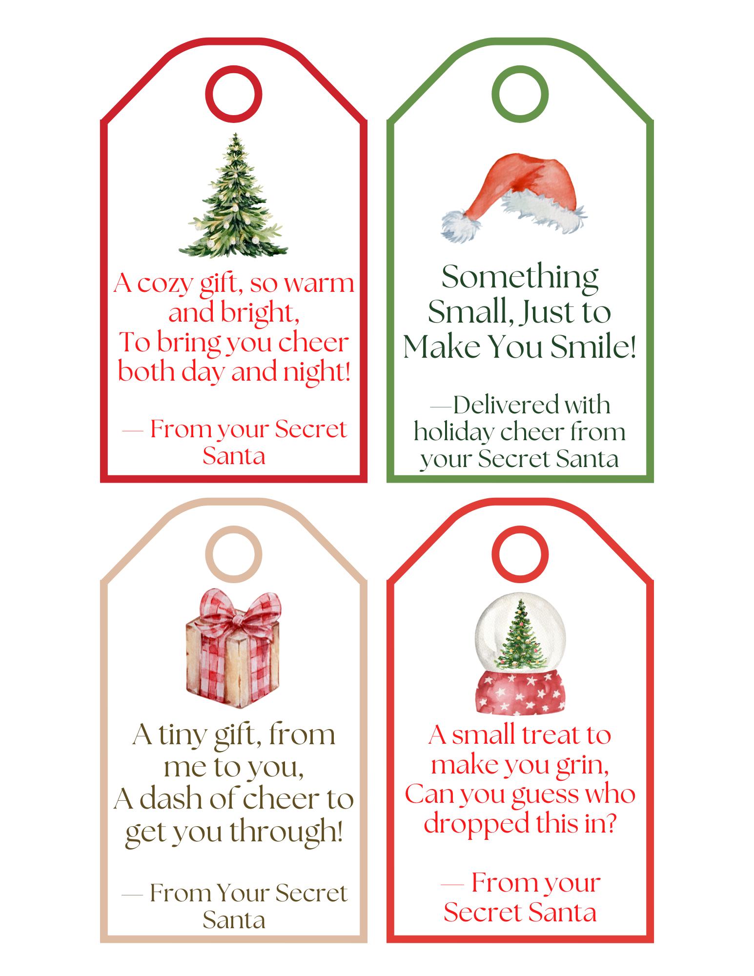 Printable Secret Santa Gift Tags | 20 Rhyming & Whimsical Tags | Secret ...