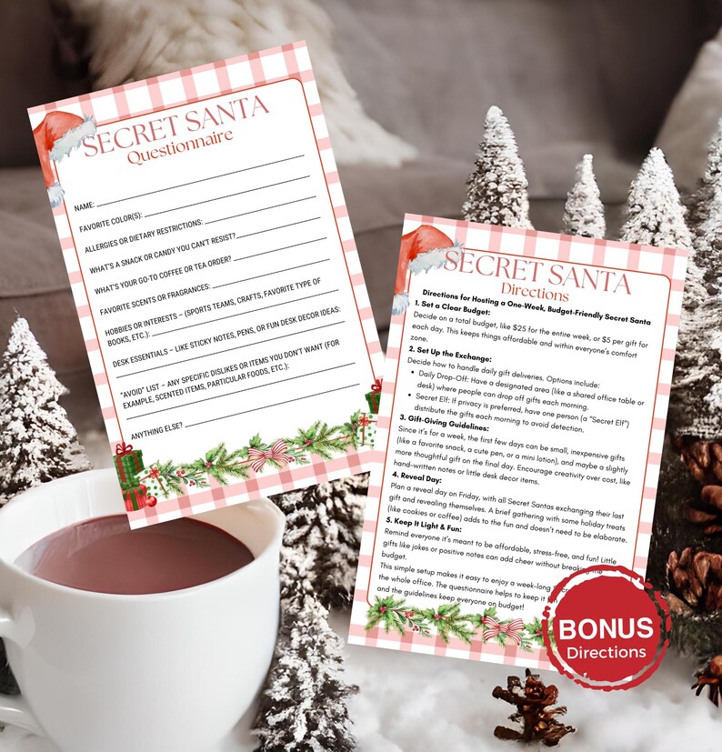 Printable Secret Santa Questions and Directions | Easy, Fun, & Festive ...