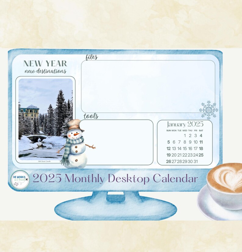 2025 Monthly Desktop Wallpaper Calendar and Organizer Digital Download ...